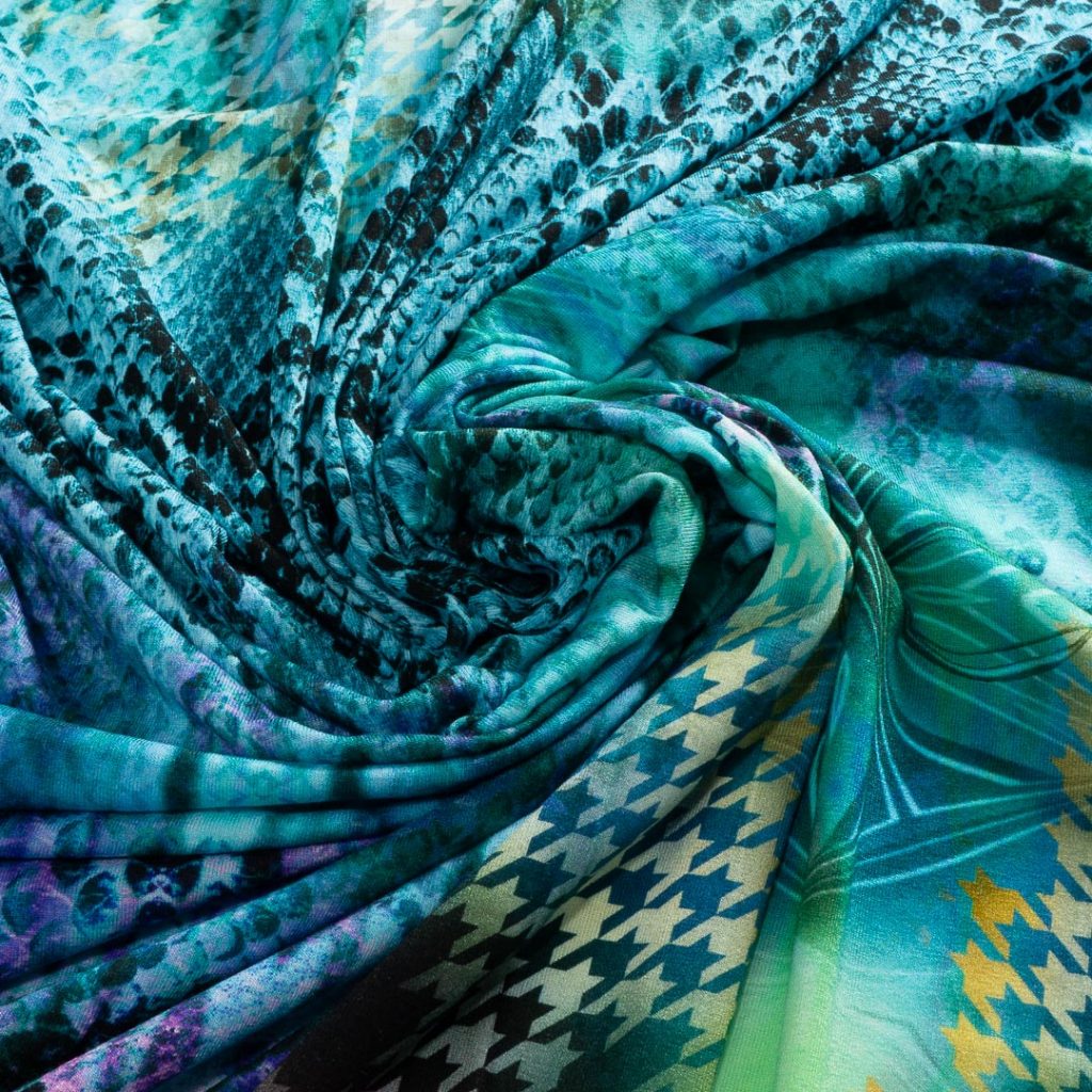 Viskose-Elastan Jersey mit Reptiloptik für Kleider Röcke Shrits Hosen